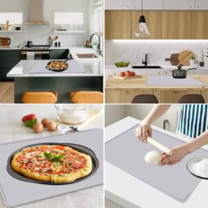 Gartful Silicone Mat for Kitchen Counter, 28" x 20" x 0.06" Thick Placemat - 0.2" Raised Edge, Extra Large Silicone Sheet with Lip, Counter Table Protector, Heat-Resistant Pad, Nonstick, Light Gray