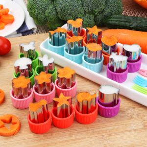 Vegetable Cutter Shapes Set, 24pcs, Mini Cookie Cutters Set Fruit Cookie Pastry Stamps Mold with 30pcs Food Picks and Forks -for Kids Baking and Food Supplement Accessories