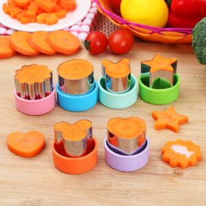 Vegetable Cutter Shapes Set, 24pcs, Mini Cookie Cutters Set Fruit Cookie Pastry Stamps Mold with 30pcs Food Picks and Forks -for Kids Baking and Food Supplement Accessories