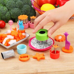 Vegetable Cutter Shapes Set, 24pcs, Mini Cookie Cutters Set Fruit Cookie Pastry Stamps Mold with 30pcs Food Picks and Forks -for Kids Baking and Food Supplement Accessories