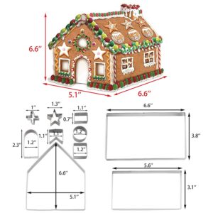 Gingerbread House Cookie Cutter Set - 3D House Cookie Cutters, Gingerbread House Kit for Holiday, Winter, Christmas & Gingerbread House Kit for Kids, Gift Package (10Pcs Christmas Cookie Cutters)