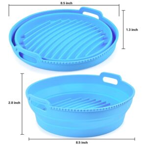 SameTech 2PCS Foldable Air Fryer Silicone Liner for 4-7QT 8.5inch Basket Reusable Air Fryer Liners Silicone Dishwasher Safe Heat Resistant Air Fryer Pot Replacement of Flammable Paper Liner (Blue)