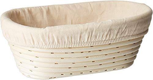 Set of 2 Oval (9.8 x 6 x 3.5 inch) Banneton Proofing Basket & Liner SUGUS HOUSE Brotform Dough Rising Rattan Handmade rattan bowl-Perfect For Artisan