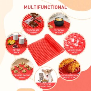 Silicone Baking Mat Cooking Pan 2 Pack Large 16“x11" Small 6.7"x6.7" Non-Stick Healthy Fat Reducing Sheet For Oven Grilling BBQ (2 Pack-Red Large)