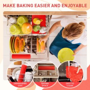 Silicone Baking Mat Cooking Pan 2 Pack Large 16“x11" Small 6.7"x6.7" Non-Stick Healthy Fat Reducing Sheet For Oven Grilling BBQ (2 Pack-Red Large)