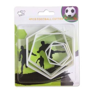 SAKOLLA Soccer Ball Cookie Cutter, Hexagon Cookie Cutter, Football Cake Decorations - 4 Sizes Biscuit Cutters/Sandwiches Cutter/Pastry Cutters