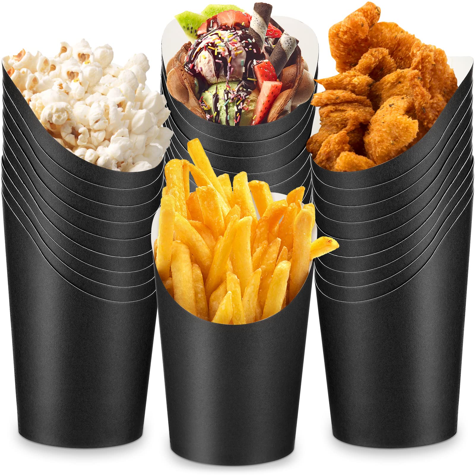 Potchen 200 Pcs French Fries Holder 14 oz Disposable Charcuterie Cups Take out Party Baking Waffle Paper French Fry Cups Popcorn Box Fry Cone for Wedding Sandwich Food