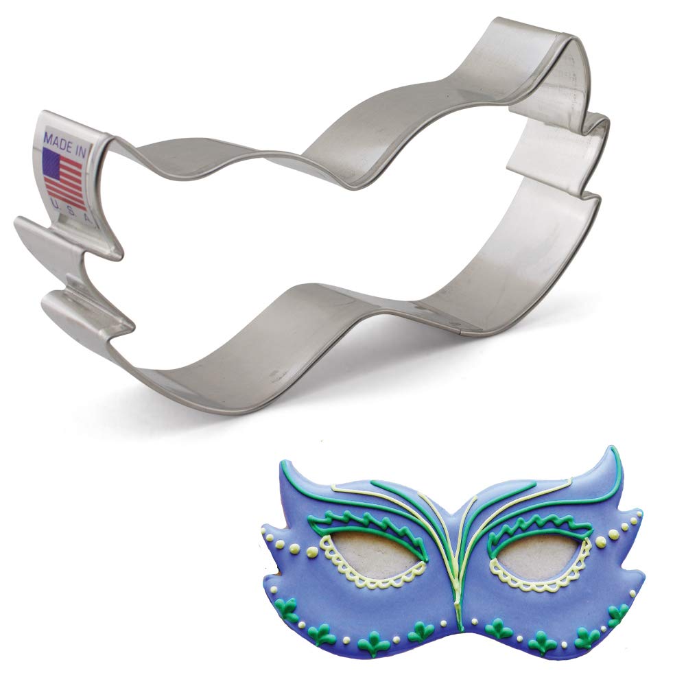 Mardi Gras Mask Cookie Cutter, 4.5" Made in USA by Ann Clark