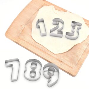 Sandwich Cookie Cutter Set, Fubarbar 3 inch Number 0 1 2 3 4 5 6 7 8 Shapes Cutter Large Metal Numbers Fondant Cutters Mold, Stainless Steel Biscuits Mold Halloween Christmas Supplies