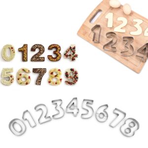 Sandwich Cookie Cutter Set, Fubarbar 3 inch Number 0 1 2 3 4 5 6 7 8 Shapes Cutter Large Metal Numbers Fondant Cutters Mold, Stainless Steel Biscuits Mold Halloween Christmas Supplies