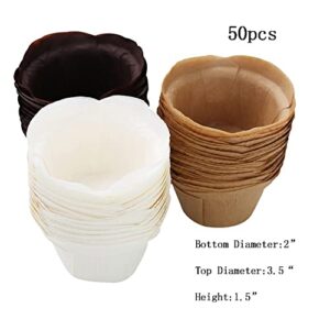 Cupcake Liners Baking Muffin Paper Baking Cups for Weddings, Birthdays, Baby Showers (Brown 50pcs)