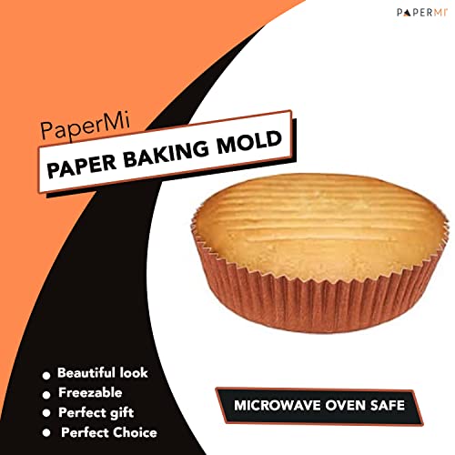 Round Paper Baking Mold 50pc, Disposable Eco- Friendly bakeware tart pans & Pie pan, Microwave Freezer Oven Safe, Providing Beautiful Forms for Bake & Serve, 3.5” x 1.25" 5oz