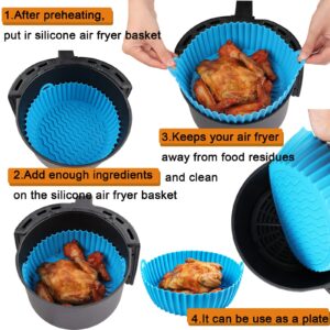 Air Fryer Silicone Pot 7.5 inch Air Fryer Oven Accessories,Food Safe Air fryers Oven Accessories, Replacement for Flammable Parchment Liner Paper (7.5inch, red+blue)