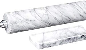 Fox Run Base with Aluminum Handles Marble Rolling Pin White, 2.5 x 17.5 x 3 inches