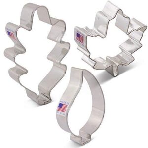 fall leaves cookie cutters 3-pc set made in usa by ann clark, maple, oak, aspen