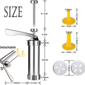 Cookie Press Maker Kit for DIY Biscuit Maker and Decoration with 8 Stainless Steel Cookie discs and 8 nozzles (Stainless Steel)