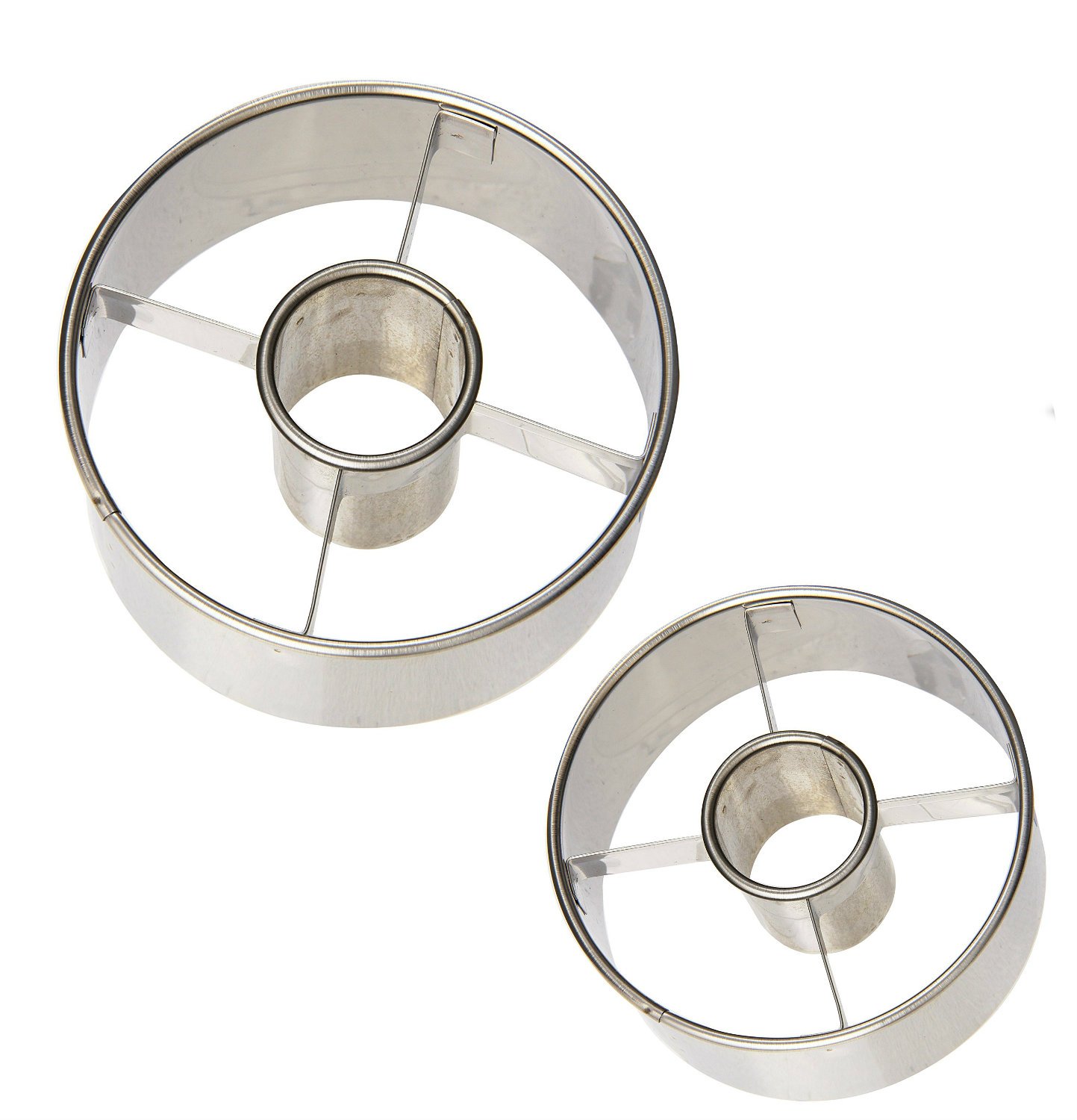 Pastry Chef's Boutique Stainless Steel Donut Cutter Set of 2 : Ø 2 1/2'' and 3 1/2''.