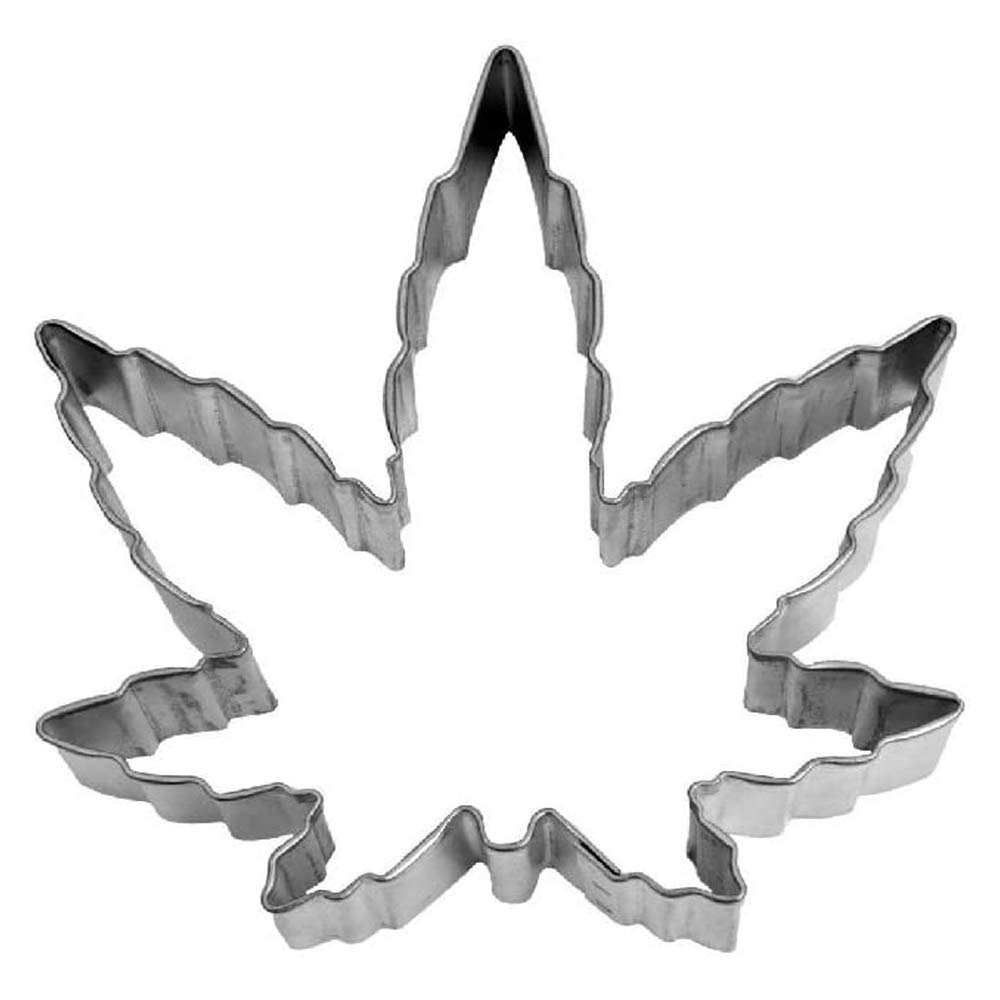 Marijuana Leaf Plant Cookie Cutter Stainless Steel 4" Smoke Pot Joint Leaf Bud Cake Mold for DIY Pastry Bakeware Brownie Biscuit Clay Mould Decoration Gift