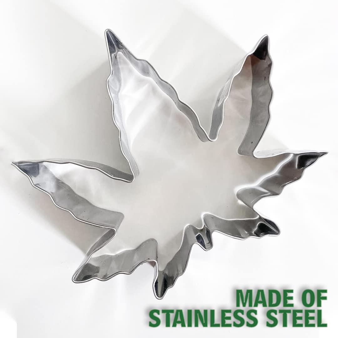 Marijuana Leaf Plant Cookie Cutter Stainless Steel 4" Smoke Pot Joint Leaf Bud Cake Mold for DIY Pastry Bakeware Brownie Biscuit Clay Mould Decoration Gift