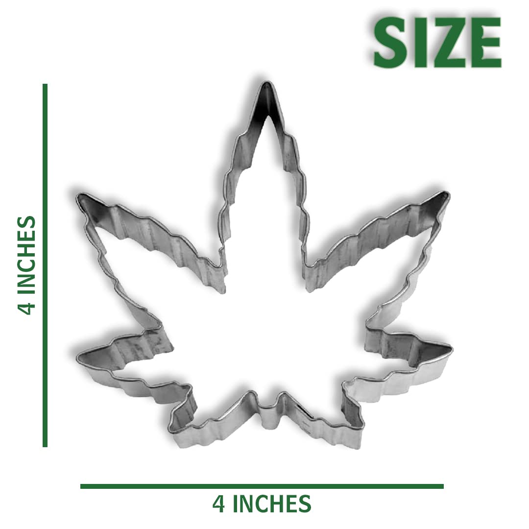 Marijuana Leaf Plant Cookie Cutter Stainless Steel 4" Smoke Pot Joint Leaf Bud Cake Mold for DIY Pastry Bakeware Brownie Biscuit Clay Mould Decoration Gift