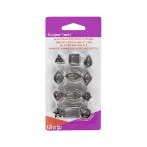 sculpey 12-piece premo metal clay cutters, mini, geometric