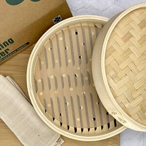 Air Fryer Parchment Paper for Baking Bamboo Steamer Liners 9 Inch 100Pcs Unbleached Circular Perforated Parchment Paper Non-stick Steamer Mat for Baking/Steaming/Cooking with Silicone Paper