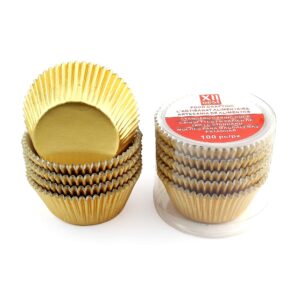 Foil Cupcake Liners, Baking Cups Standard Muffin Wrappers for Party, 100 Pack (Gold)