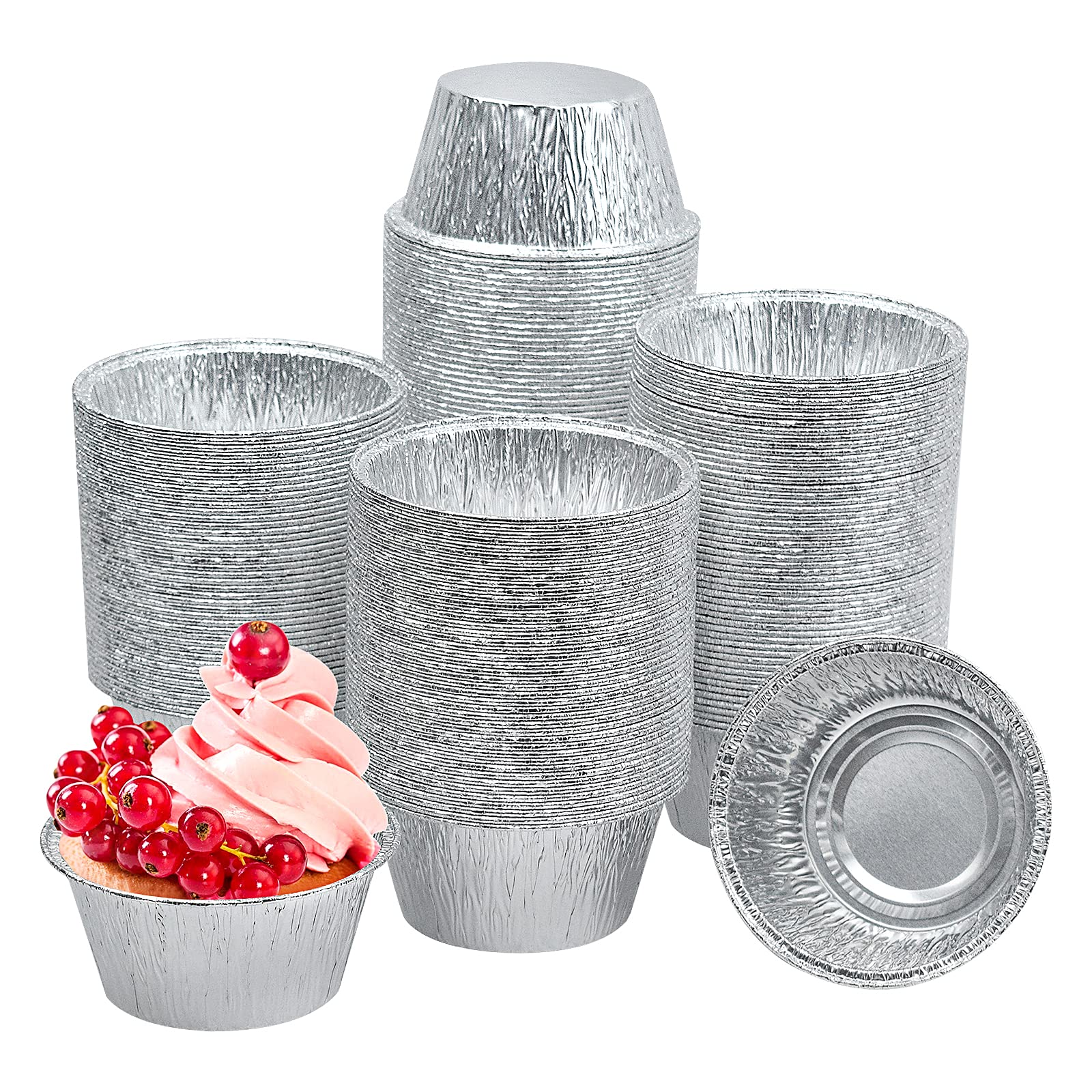 Baking Cups Cupcake Liner, 150 Pack Aluminum Foil Cupcake Pan 4 Ounce Muffin Liners Pudding Liners Holders (150)