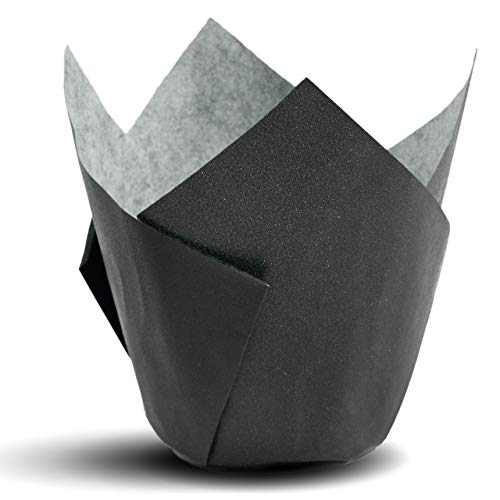 Tulip Baking Cupcake Liners: 100 Liner Count Cupcake and Muffin Wrappers (Charcoal Black)