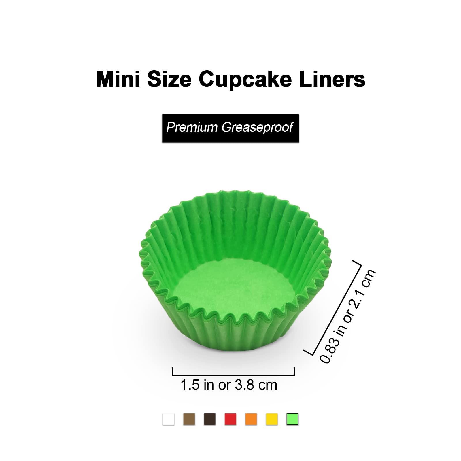 Bakehope Greaseproof Mini Cupcake Liners, Premium Paper Baking Cups for Party Celebration,(Green, 300-count)