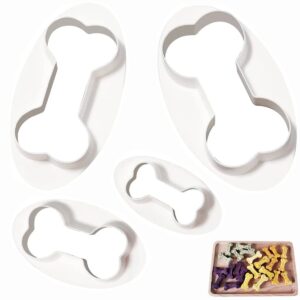 dog bone cookie cutters, bone shape cookie cutters 4 pcs/set, dog treats cookie cutter, homemade dog biscuit treats cutters plastic different sizes mini small medium big