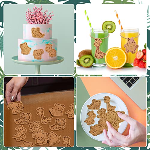 8 Pieces Animal Cookie Cutters with Plunger Stamps Set 3D Animals Lion Cookie Cutters Plastic Cookie Cutter Animal Cracker Cookie Cutters Cookie Stamps for Kids Baking Supplies