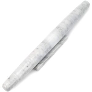 marble french rolling pin for baking pizza dough, pie & cookie with stand - nonstick essential kitchen utensil tools gift ideas for bakers 16" inch pins (white marble)