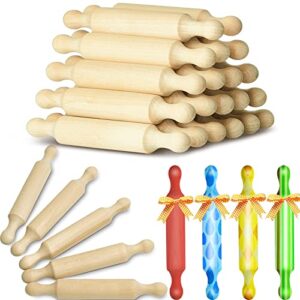 Suclain Wooden Mini Rolling Pin Long Kitchen Baking Small Dough Rolling Pin for Children Fondant Pastry Pizza Crafting and Imaginative Play for Halloween and Christmas Presents (20 Pieces,7 Inches)