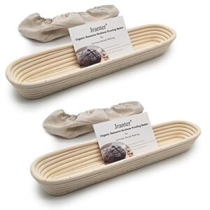 15 inches baguette banneton bread proofing basket and linen liner set 2 pack