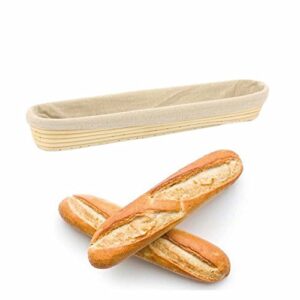 15 inches Baguette Banneton Bread Proofing Basket and Linen Liner Set 2 Pack