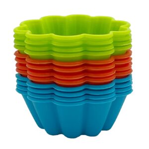 12 Pieces Silicone Big Muffin Molds Baking Cups Cupcake Moulds Flower Cup Cake Liners 3inch