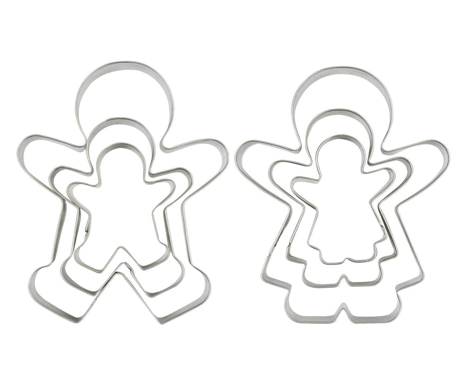 Funny Gingerbread Man Cookie Cutters, Boy and Girl Cookie Cutter Set Molds, 6 Piece