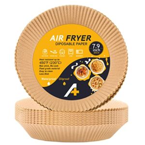 120pcs air fryer disposable oil proof paper liners 7.9 inch non-stick round parchment paper 3 to 7qt, brown (generic)