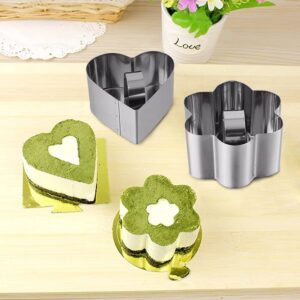 SWETON Cake Rings Cooking Rings Dessert Mousse Mold Stainless Steel with Pusher for Desserts Making (4PCS)