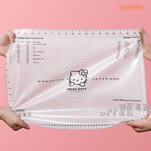 CHEFMADE Hello Kitty 23-Inch Rectangle Silicone Baking Mat with Measurements, Non-stick Heat Resistant Rolling Dough Mat, for Pastry,Pizza, Fondant and Pie Crust Making 15" x 23" (Pink)