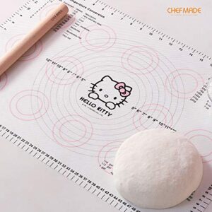 CHEFMADE Hello Kitty 23-Inch Rectangle Silicone Baking Mat with Measurements, Non-stick Heat Resistant Rolling Dough Mat, for Pastry,Pizza, Fondant and Pie Crust Making 15" x 23" (Pink)