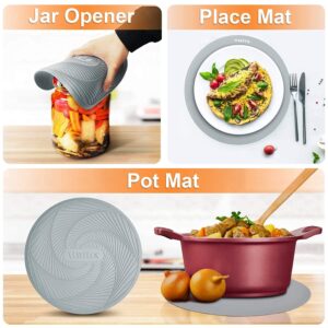 Silicone Microwave Mats, Walfos Heat Resistant Multi-Purpose Microwave Trivet Mat, Non-Slip, BPA Free and Dishwasher Safe, Perfect for Microwave, Oven, Hot Pan, Set of 2, Grey