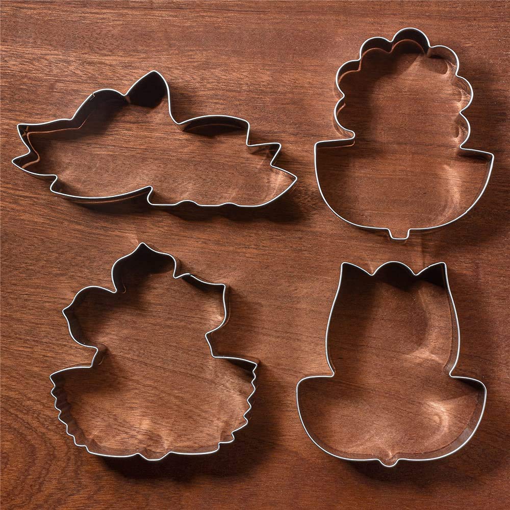 LILIAO Flowers Cookie Cutter Set - 4 Piece - Tulip, Daisy Flower, Kapok and Plaque Biscuit Fondant Cutter - Stainless Steel - by Janka