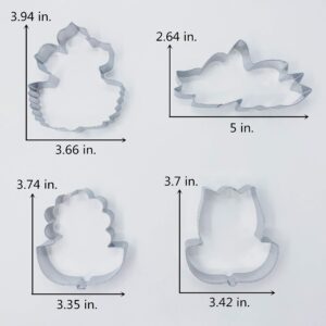 LILIAO Flowers Cookie Cutter Set - 4 Piece - Tulip, Daisy Flower, Kapok and Plaque Biscuit Fondant Cutter - Stainless Steel - by Janka