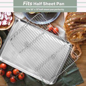 Herogo Cooling Rack Set of 2, Stainless Steel Large Baking Oven Rack, 16.5" x 11.5" Fit Half Sheet Pan, Bacon Cake Cookies Rack for Cooling Grilling Roasting, Rust Resistance