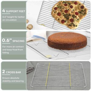 Herogo Cooling Rack Set of 2, Stainless Steel Large Baking Oven Rack, 16.5" x 11.5" Fit Half Sheet Pan, Bacon Cake Cookies Rack for Cooling Grilling Roasting, Rust Resistance