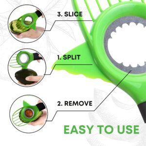 3 in 1 Avocado Slicing Tool – Avocado Cutter with Grip Handle for Fruit and Vegetables Avocado Slicer Splitter Pitter and Cutter with Comfort Handle Avocado Knife Tool for Kitchen Food Vegetable