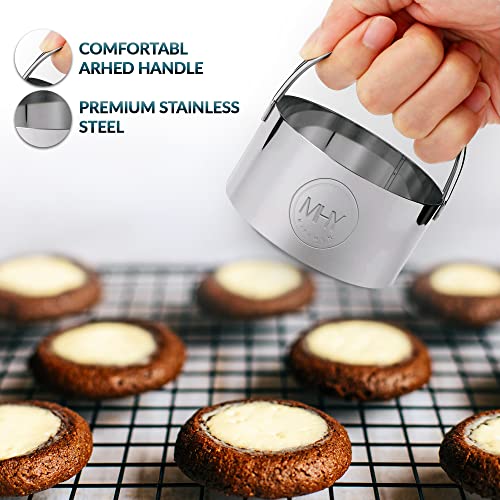 MHY KITCHEN Biscuit Cutters for Baking - Set of 3 Premium Quality Stainless Steel Circle Cookie Cutters with Double Handles for Round Cookies, Donuts and Dough Cutting - Professional Baking Dough Tool