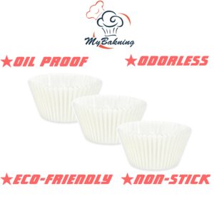 MyBakning Extra Large White Cupcake Baking Cups 2-3/4"(Bottom) x2"(Deep) Jumbo-sized Greaseproof paper muffin liners, 120 pcs per case